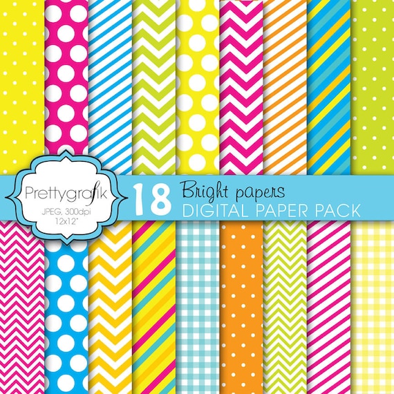 bright colors digital paper, commercial use, scrapbook patterns ...