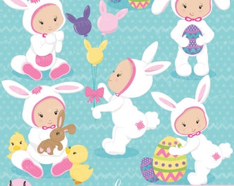 Easter Babies Girl Clipart Commercial Use Vector Graphics - Etsy