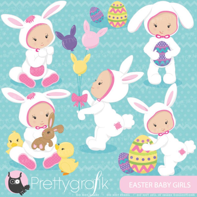 Easter Babies Girl Clipart Commercial Use Vector Graphics - Etsy