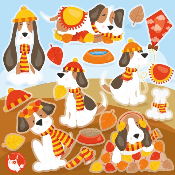 Fall Dog, clipart, clipart commercial use, vector graphics, clip art ...
