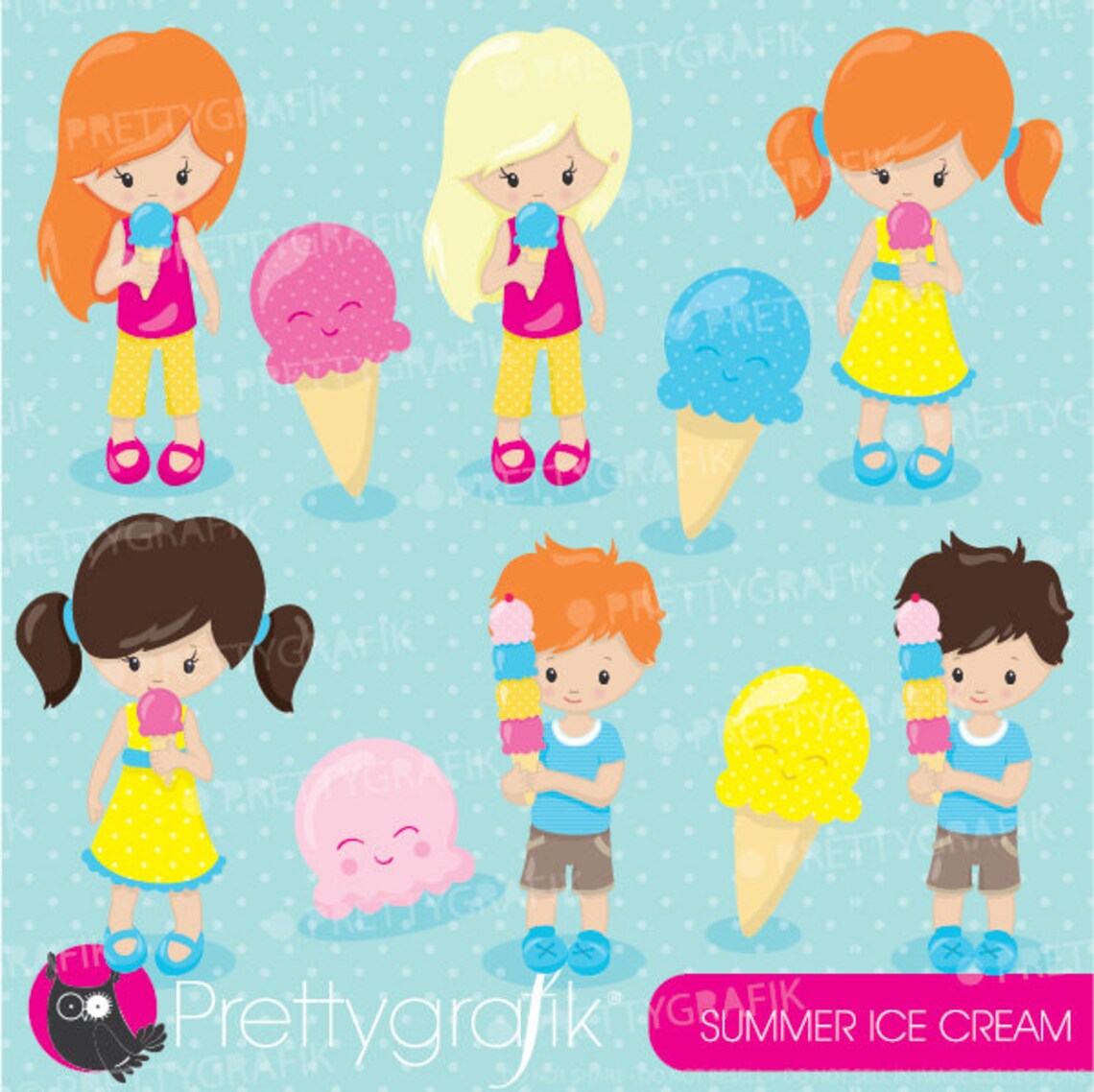 Summer Ice Cream Clipart Commercial Use Baby Hero Vector - Etsy
