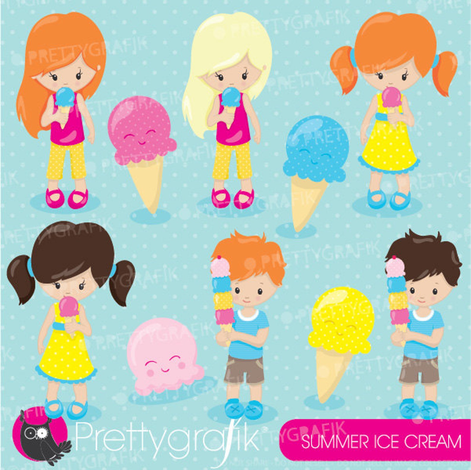 Summer Ice Cream Clipart Commercial Use Baby Hero Vector - Etsy