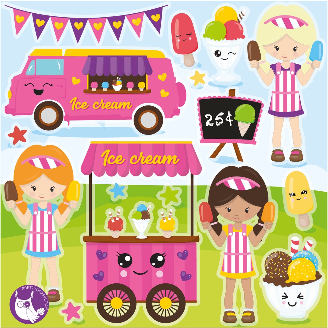 Ice Cream Girl, Clipart, Clipart Commercial Use, Vector Graphics, Clip ...