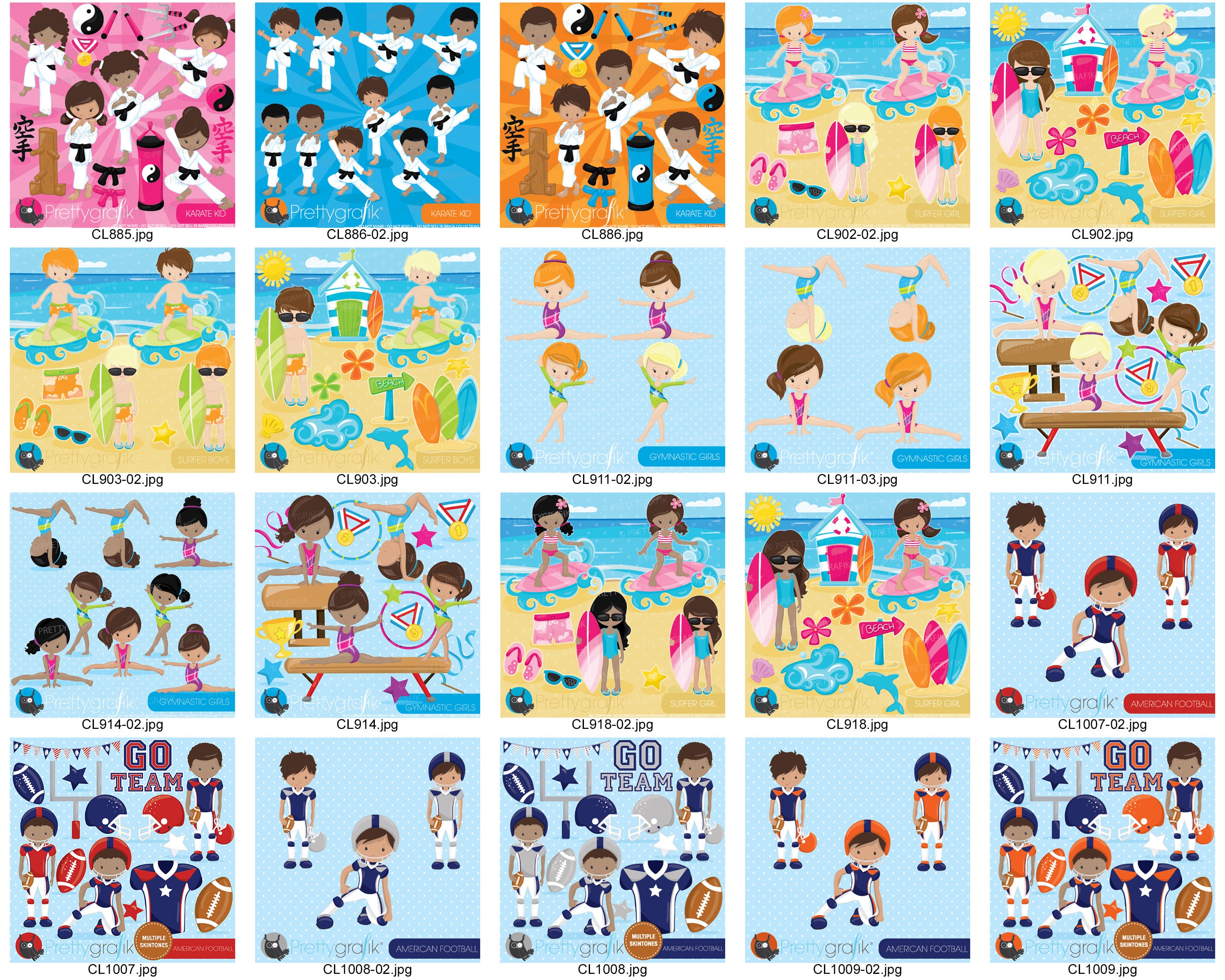 Sports BUNDLE Graphic Set Clipart Commercial Use Fantasy - Etsy