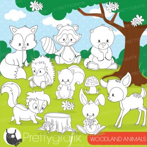 Woodland Animals Digital Stamp Commercial Use, Vector Graphics, Digital ...