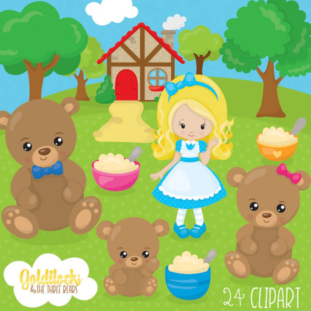 Goldilocks Clipart Commercial Use, Three Bears Vector Graphics, Digital ...