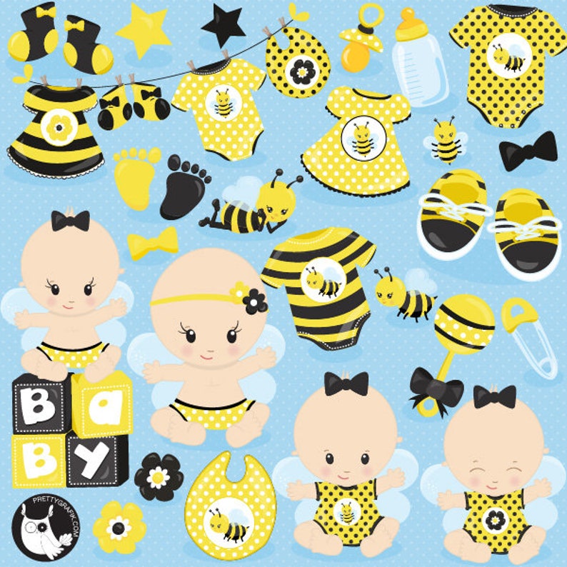 Baby Bee Clipart Commercial Use Clipart Vector Graphics - Etsy