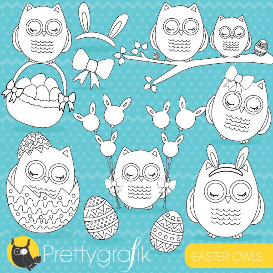 Easter Owls Easter Stamps Commercial Use, Barn, Graphics, Digital Clip ...