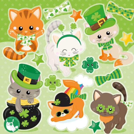 St Patrick Cats, clipart, clipart commercial use, vector graphics, clip ...