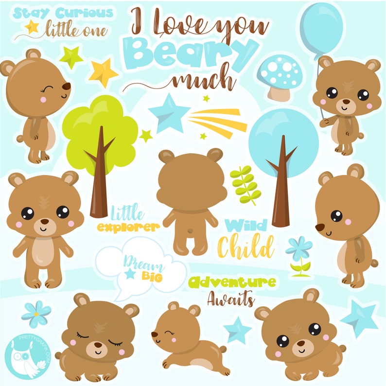 Teddy Bear Clipart Commercial Use Clipart Vector Graphics - Etsy