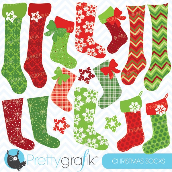 Christmas Stockings Clipart Commercial Use Vector Graphics - Etsy