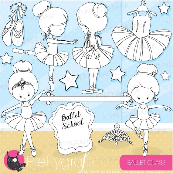 Ballerina Ballet Class Digital Stamp Commercial Use Vector - Etsy