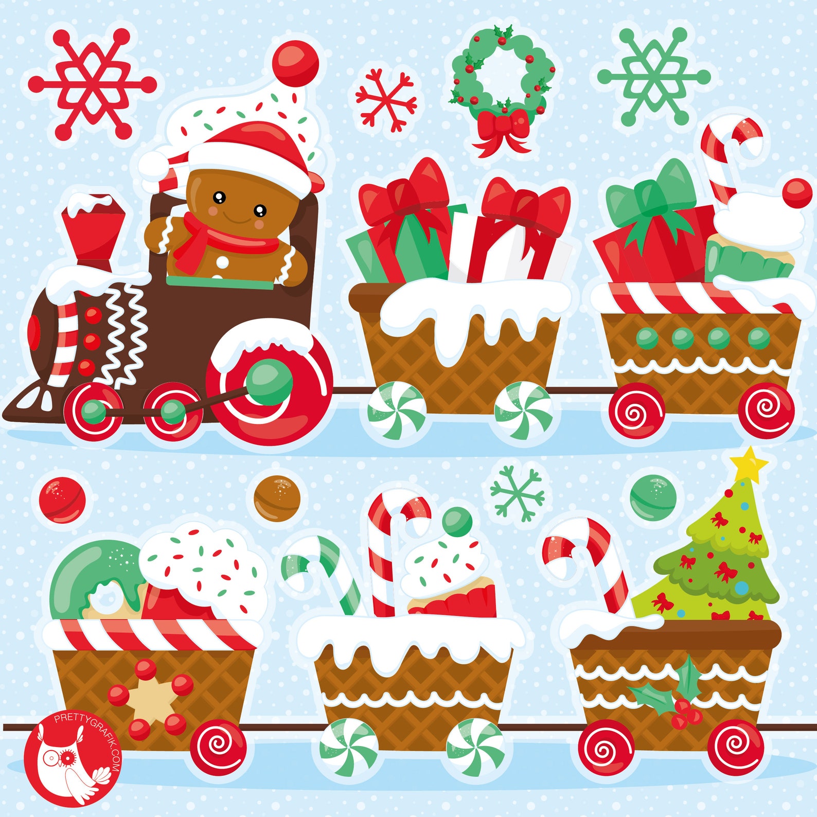 Gingerbread Train Clipart Clipart Commercial Use Vector - Etsy