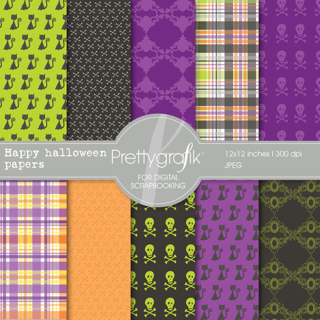 Halloween Digital Patterns Scrapbook Set PGPSPK553 - Etsy