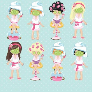 Spa Girls Party Clipart | Slumber Party Png, Graphics, Printable ...