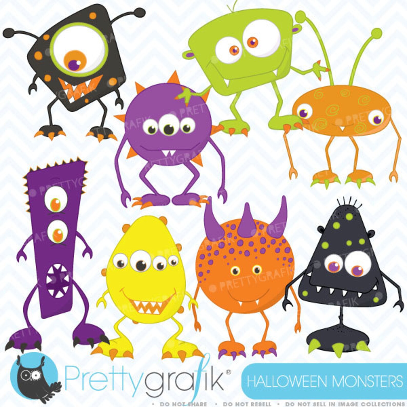 Monster Clipart Commercial Use Vector Graphics Digital Clip - Etsy