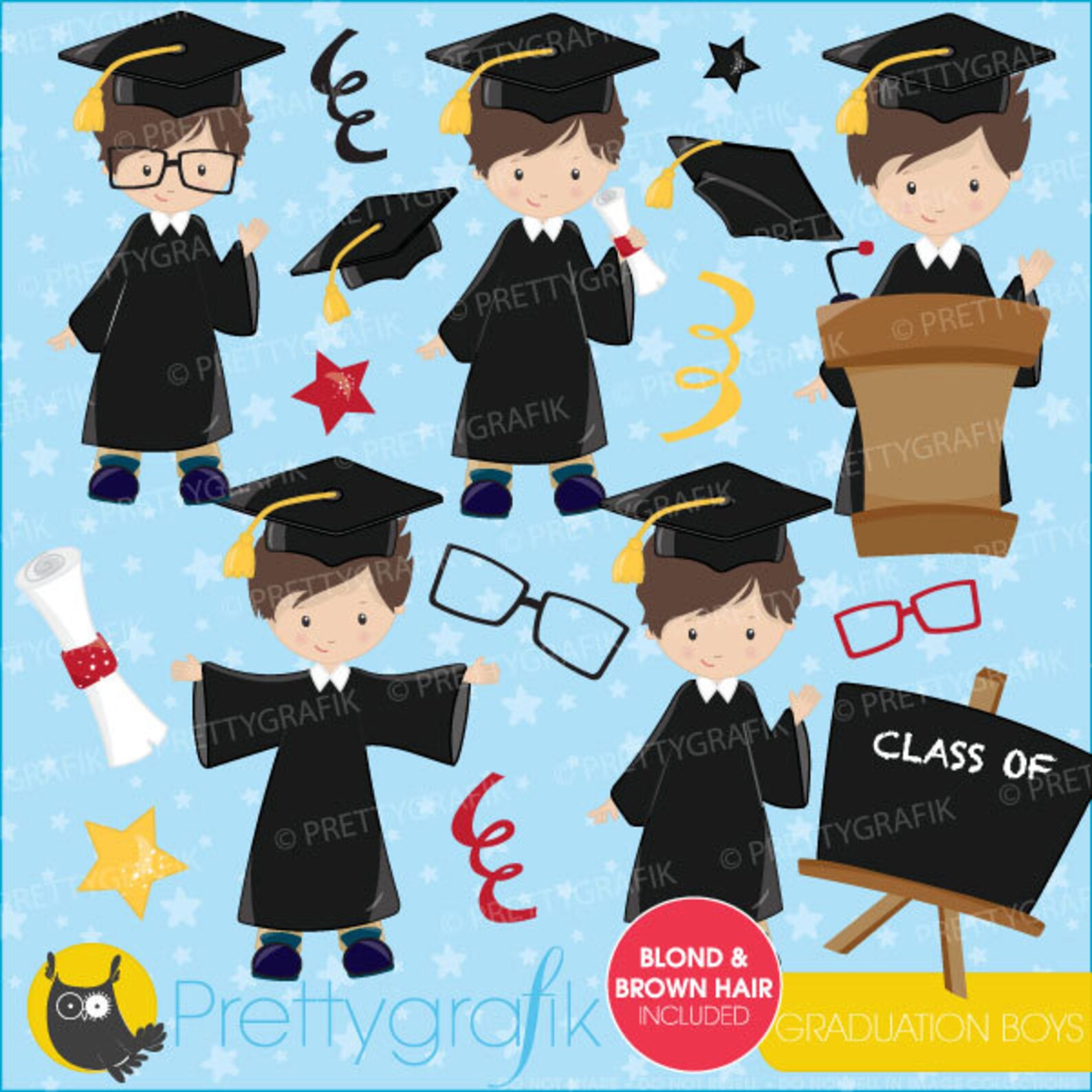 Graduation Boys Clipart Commercial Use Vector Graphics - Etsy