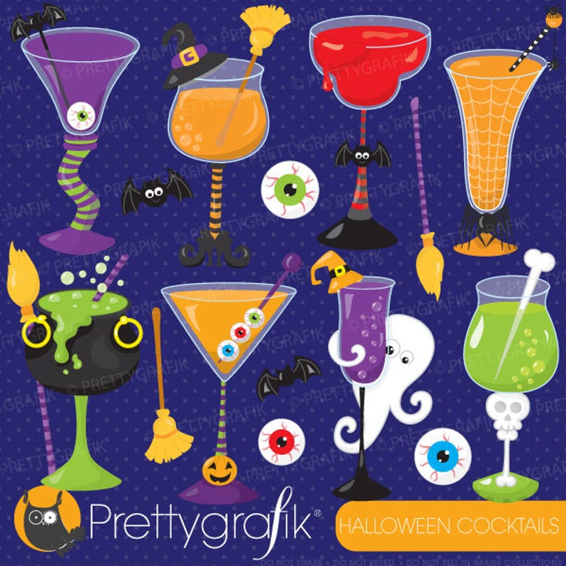 Halloween Cocktails Costume Clipart Commercial Use Vector - Etsy