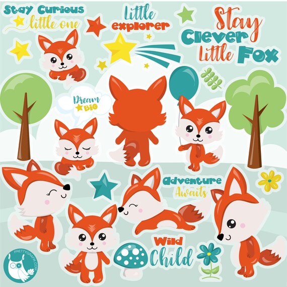 Fox clipart commercial use, clipart, vector graphics, digital clip art ...