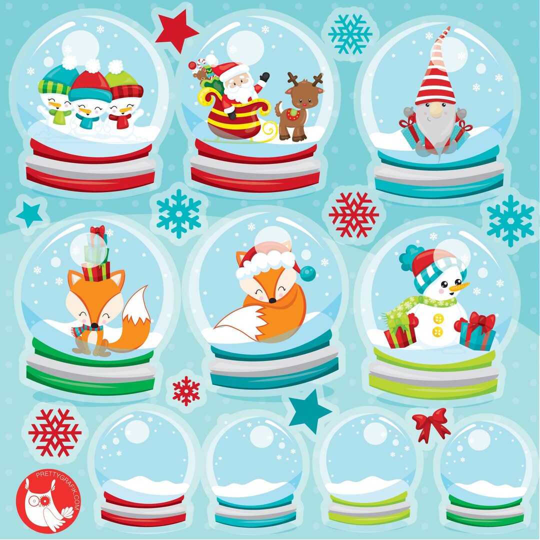 Christmas Snow Globes Clipart Commercial Use, Clipart Vector Graphics ...