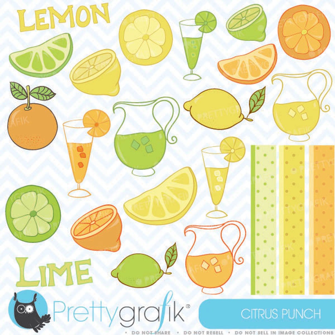 Citrus Lime, Lemon, Orange Clipart Commercial Use, Vector Graphics ...