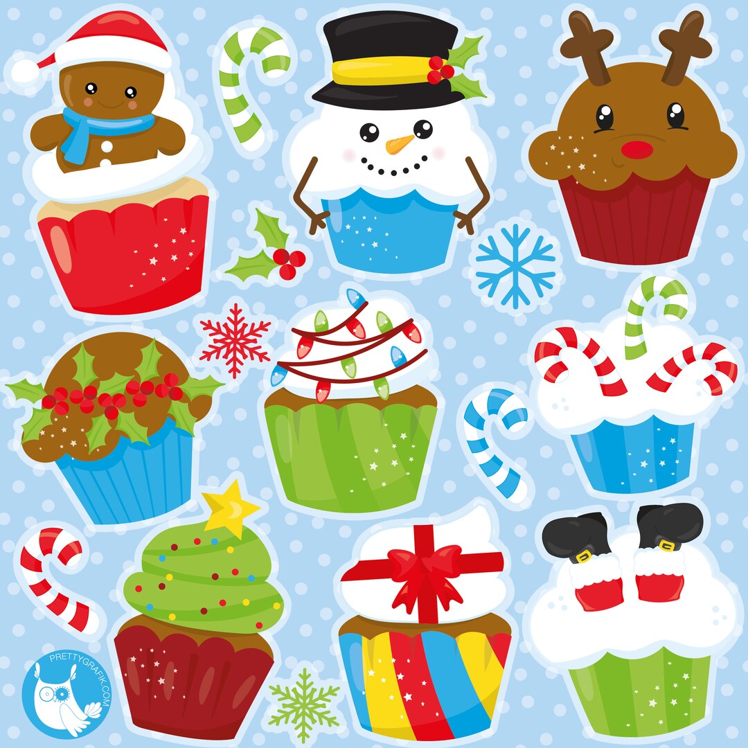 Christmas Cupcakes Clipart, Clipart Commercial Use, Vector Graphics ...