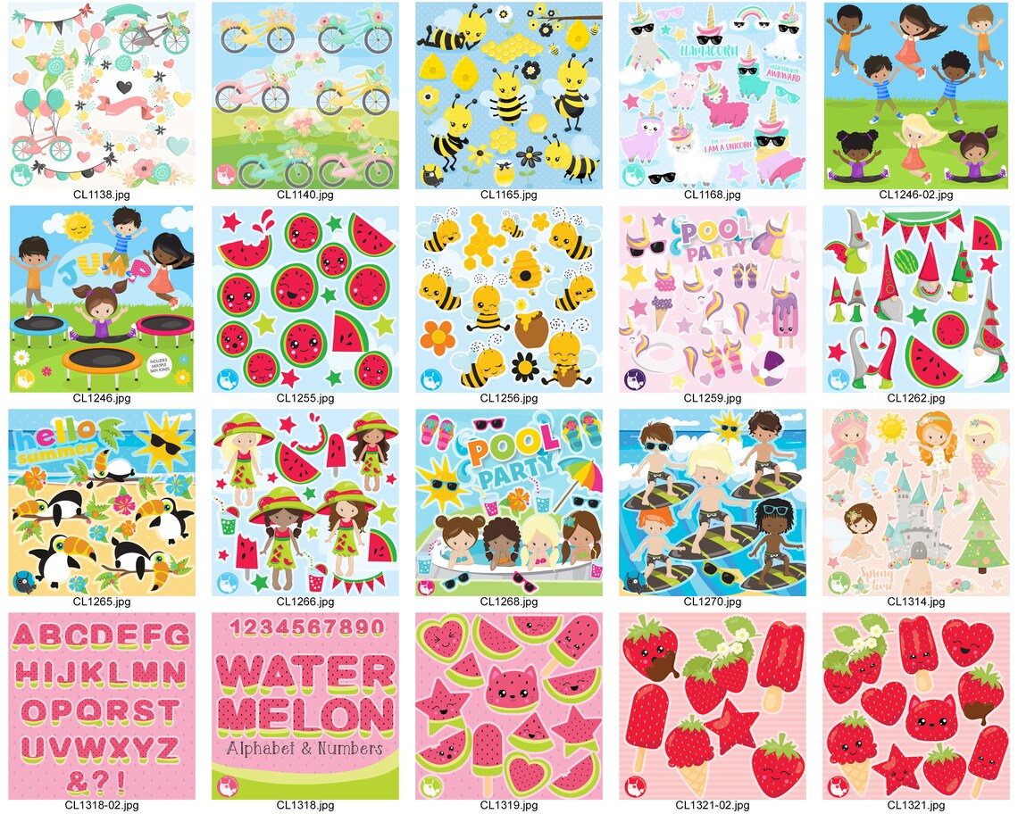 Summer Fun BUNDLE Graphic Set Clipart Commercial Use Fantasy - Etsy