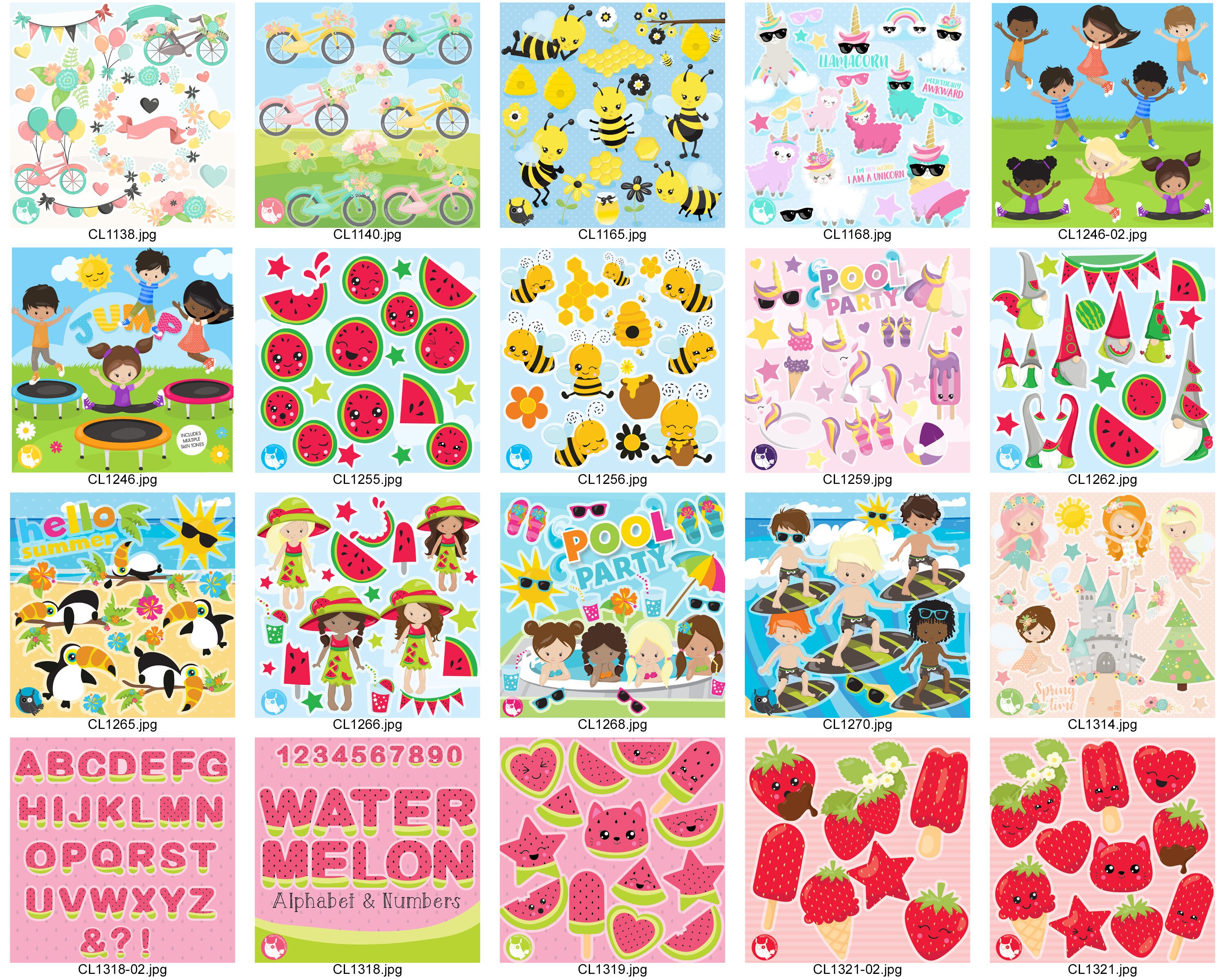 Summer Fun BUNDLE Graphic Set Clipart Commercial Use Fantasy - Etsy