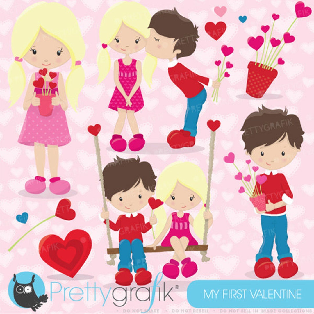 Valentine Kids Clipart Commercial Use, Valentine Vector Graphics ...