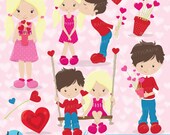 Valentine Kids Clipart Commercial Use Valentine Vector - Etsy