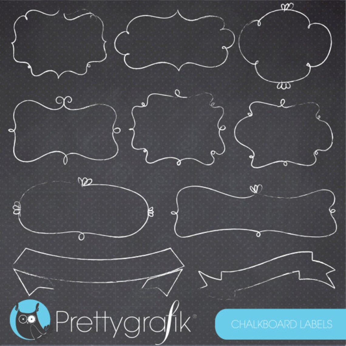 Chalkboard Labels and Frames Clipart Commercial Use Vector - Etsy
