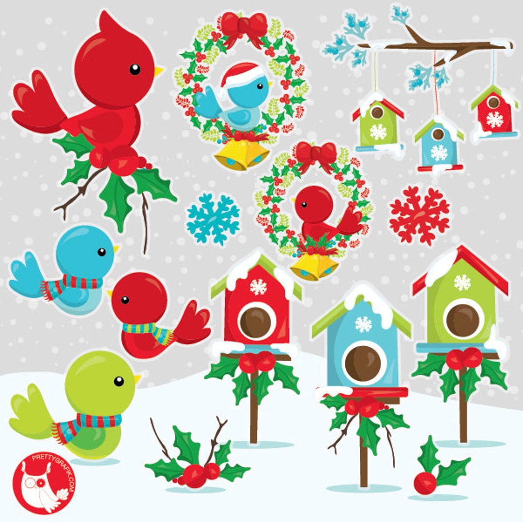 Christmas Birds Clipart Commercial Use, Christmas Birds Vector Graphics ...