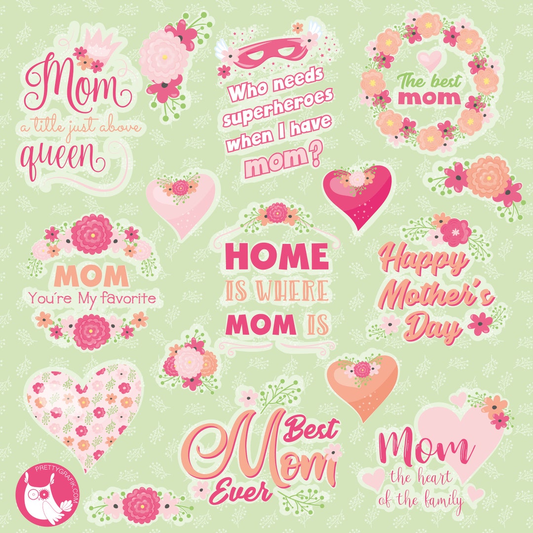 Mom Love Clipart Clipart Commercial Use Vector Graphics - Etsy