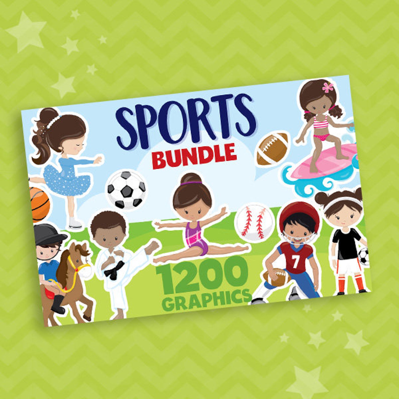 Sports BUNDLE Graphic Set Clipart Commercial Use Fantasy - Etsy