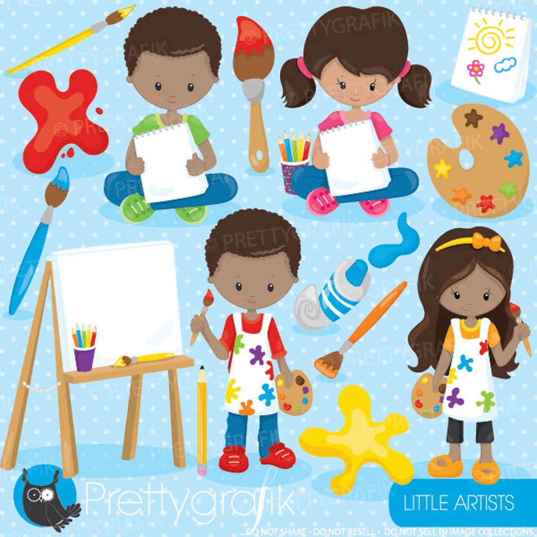 Little Artists Clipart Commercial Use, Vector Graphics, Digital Clip ...