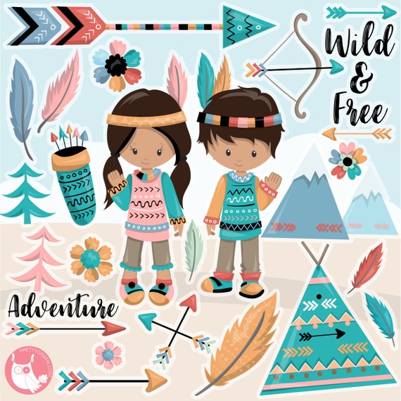 Tribal Kids boho clipart commercial use, clipart, vector graphics ...