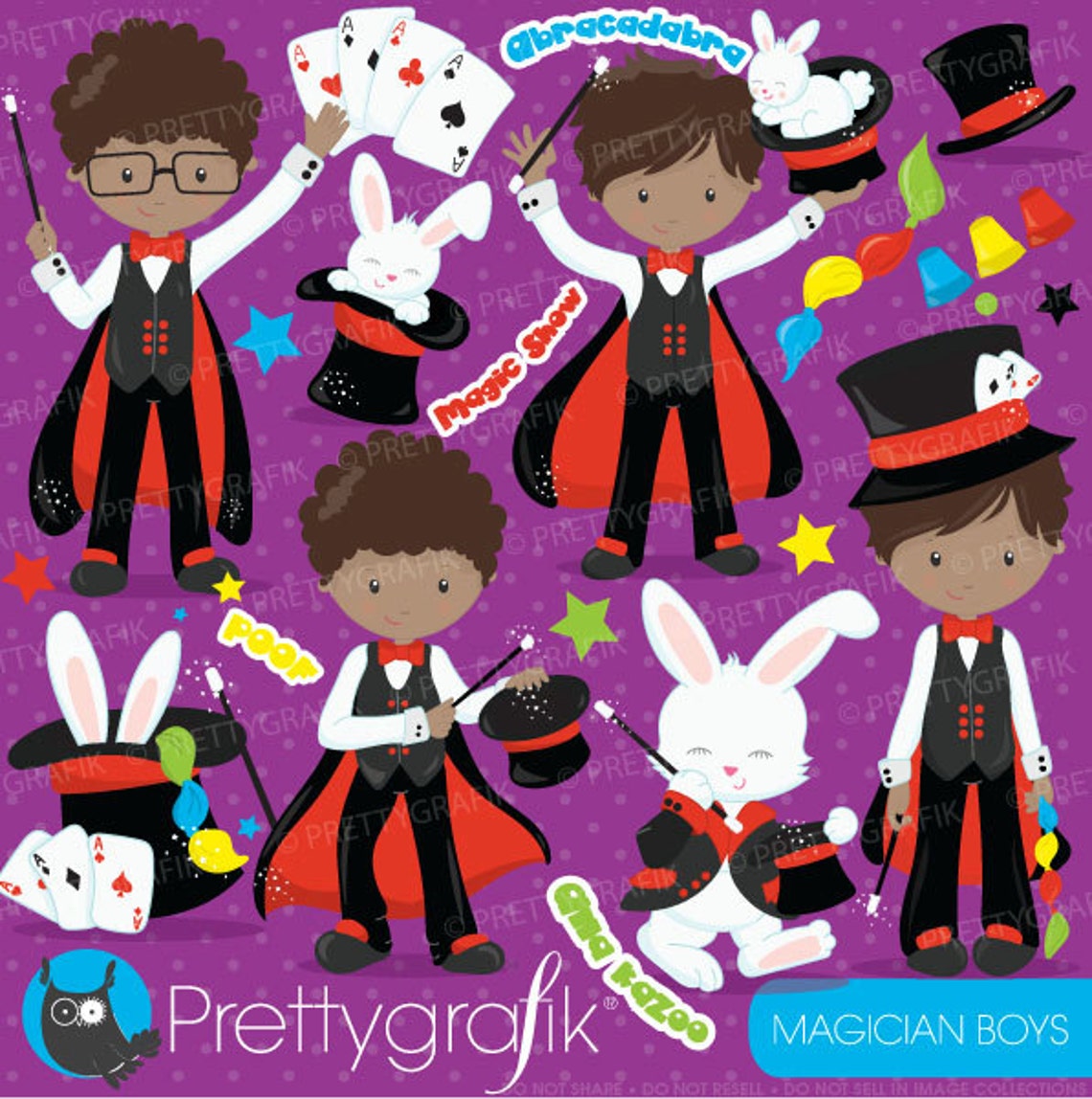 Magician Boy Clipart Commercial Usemagic Clipart Magic Show - Etsy
