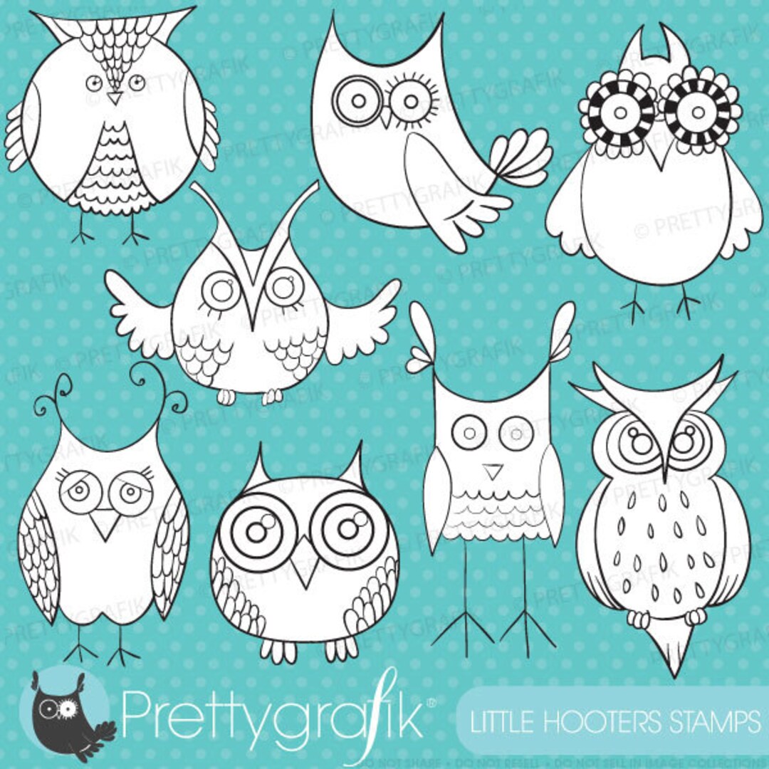 Owl Digital Stamp Commercial Use Vector Graphics Digital - Etsy