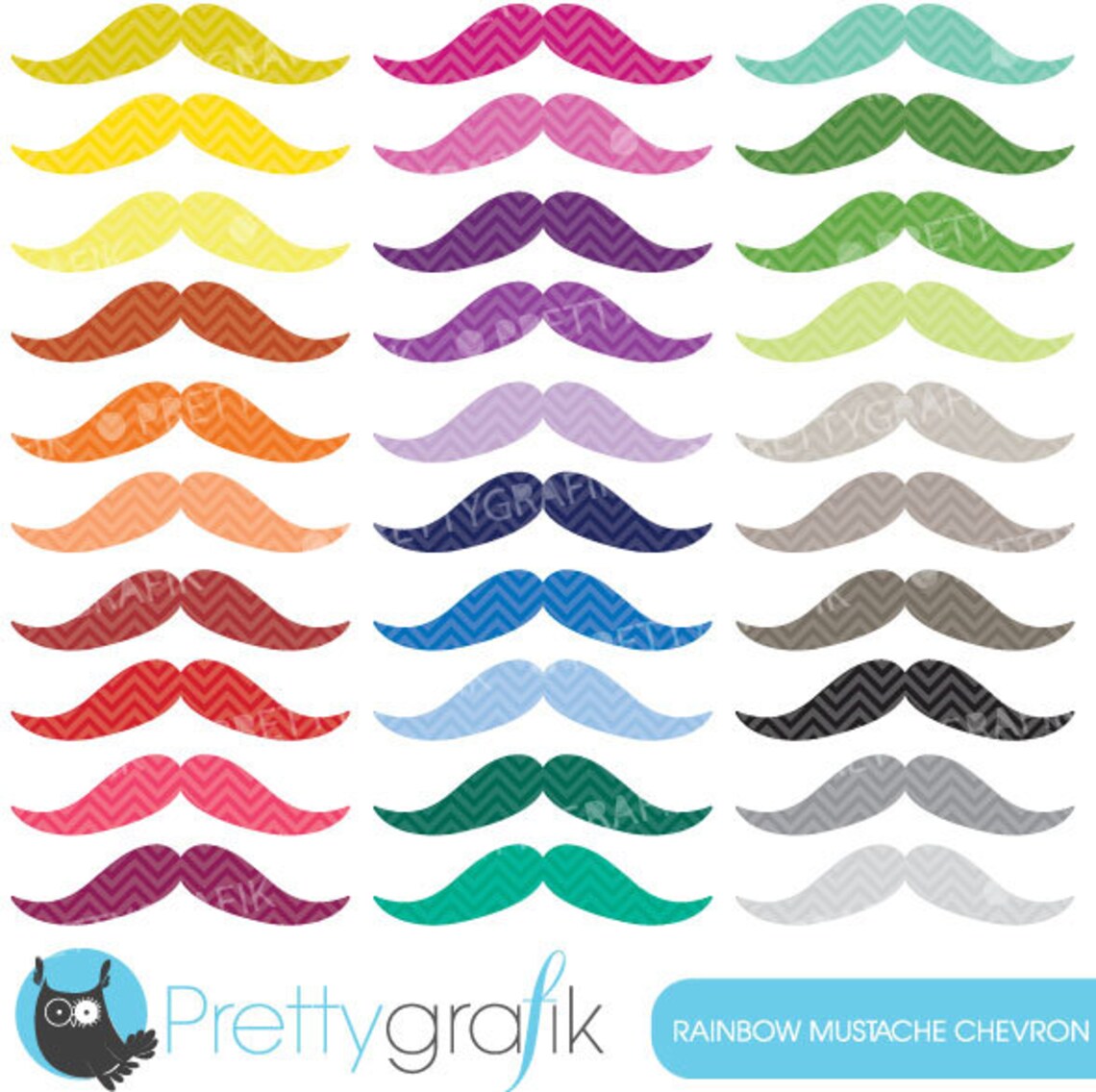 Rainbow Moustache and Mustache Clipart Commercial Use Vector - Etsy