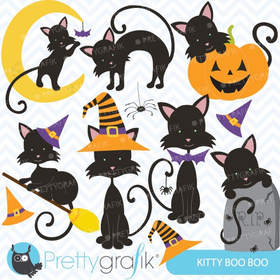 Halloween Kitty Cat Clipart Commercial Use Vector Graphics - Etsy