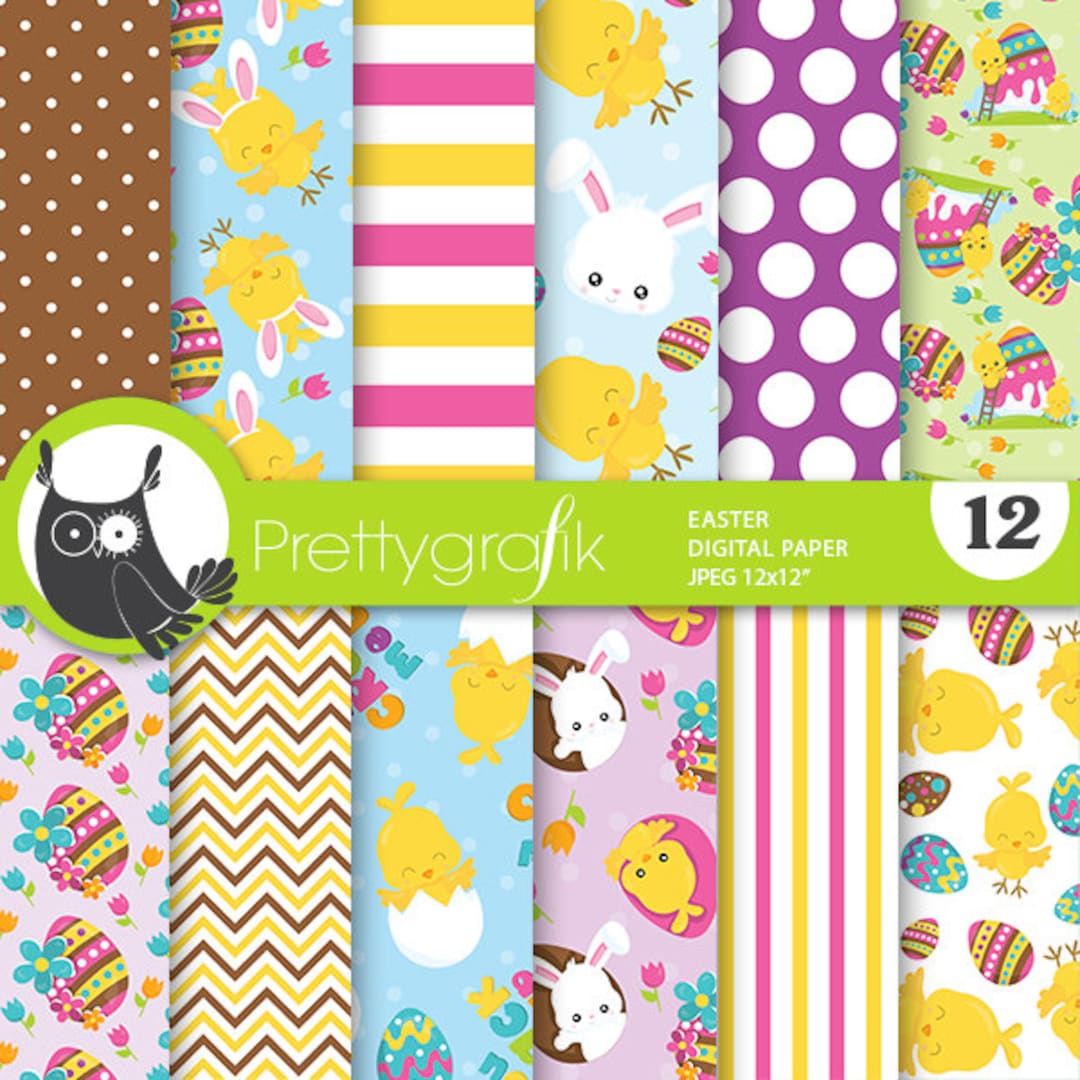 Easter Digital Paper, Commercial Use, Easter Scrapbook Patterns, Easter ...