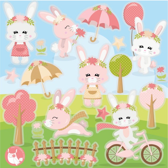 Hello Spring Bunny, clipart, clipart commercial use, vector graphics ...