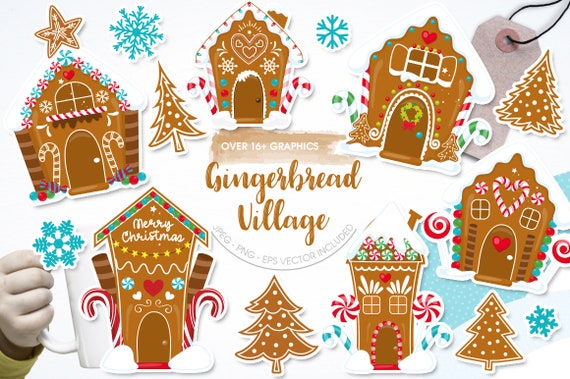 Gingerbread Village, clipart, clipart commercial use, vector graphics ...