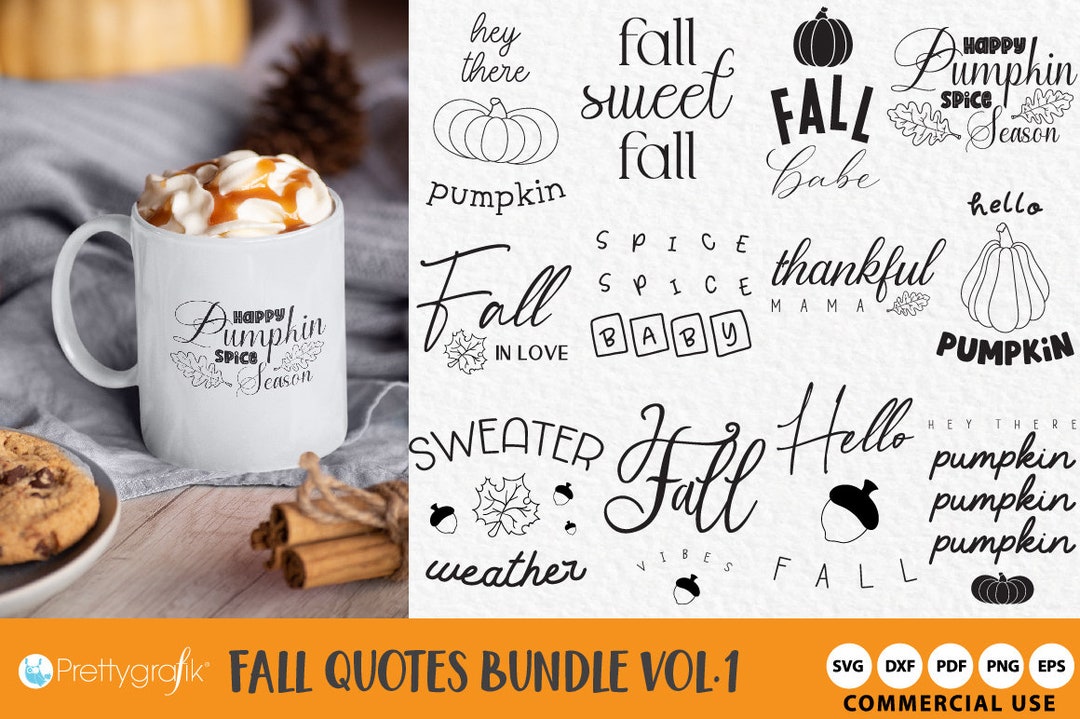 Fall Quotes SVG Bundle, SVG Files, DXF, Clipart Commercial Use, Clipart ...