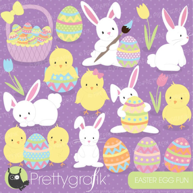 Easter Bunny Clipart Commercial Use Vector Graphics Digital - Etsy
