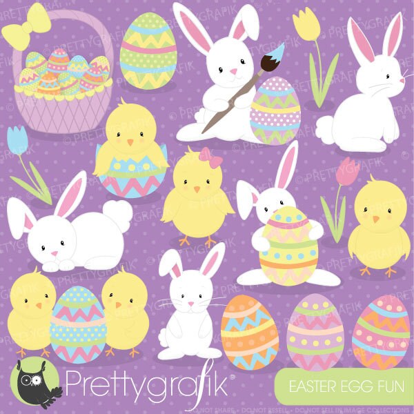 easter bunny clipart commercial use vector graphics digital | Etsy