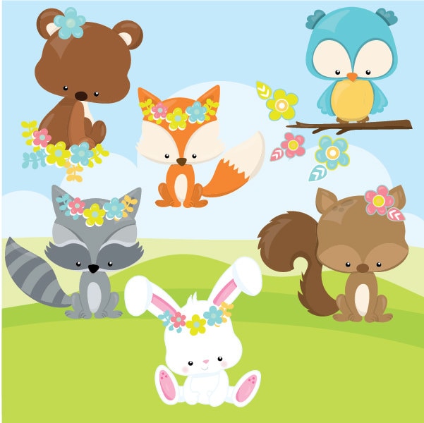Spring Animals Clipart Commercial Use Clipart Vector - Etsy