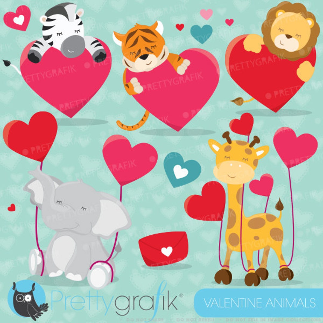 Valentine Animals Clipart Commercial Use, Valentine Vector Graphics ...