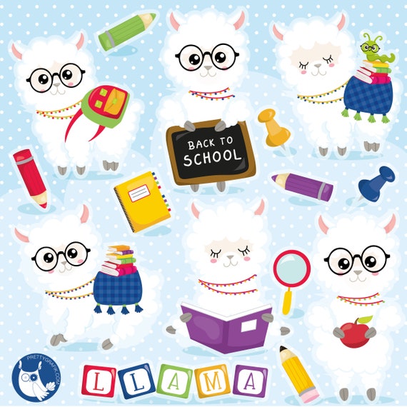 Back to School Llama clipart, commercial use, Llama vector graphics ...