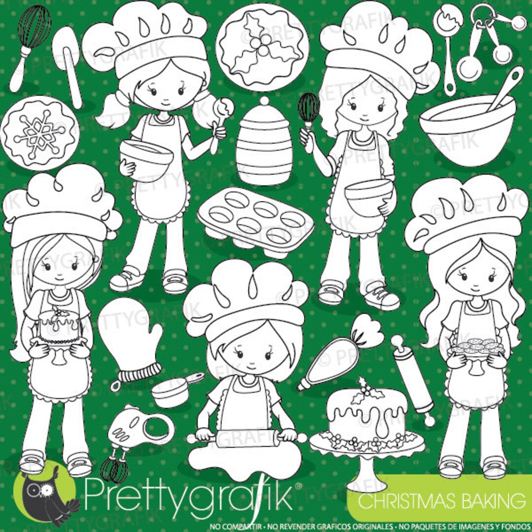 Christmas Baking Digital Stamp Commercial Use, Vector Graphics, Digital ...